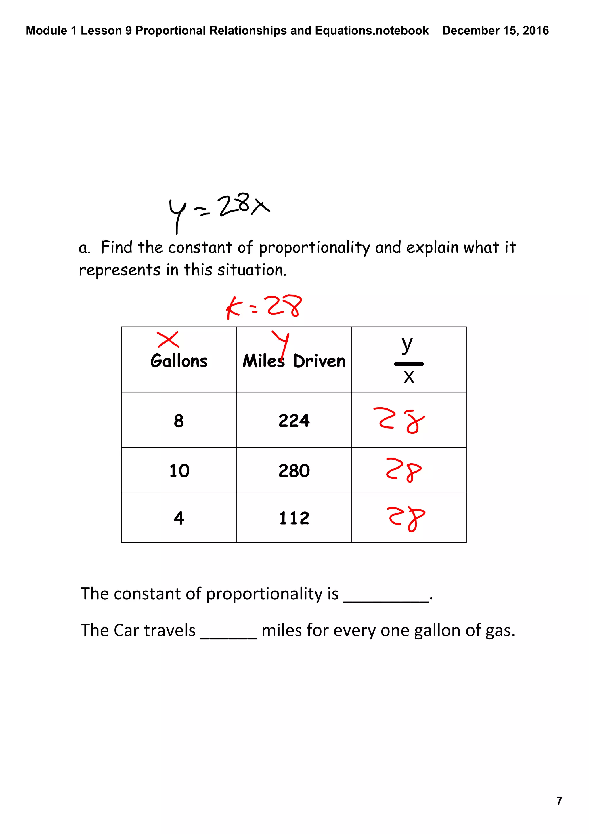 Module 1 lesson 9 proportional relationships and equations | PDF