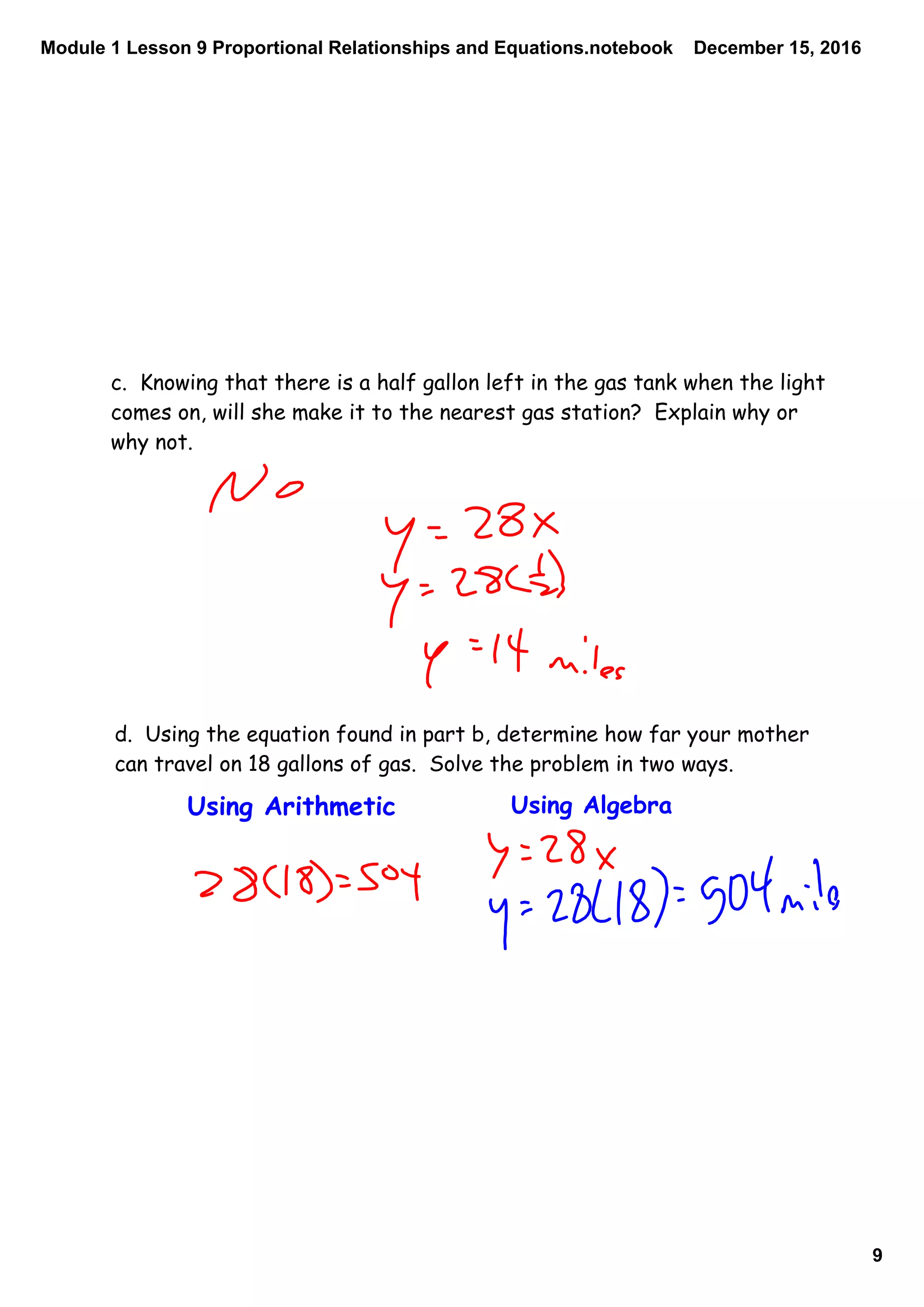Module 1 lesson 9 proportional relationships and equations | PDF