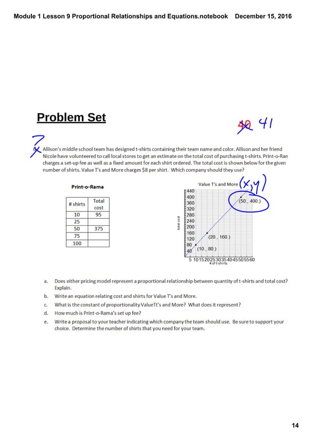 Module 1 lesson 9 proportional relationships and equations | PDF