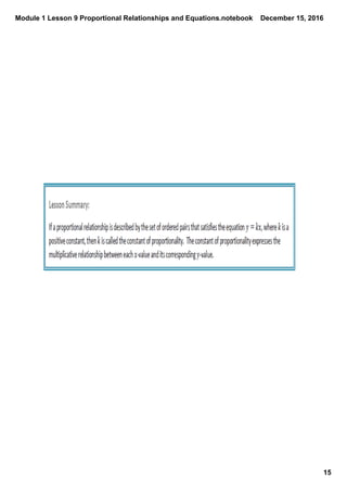 Module 1 lesson 9 proportional relationships and equations | PDF