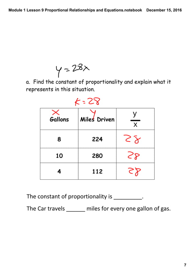 Module 1 lesson 9 proportional relationships and equations | PDF