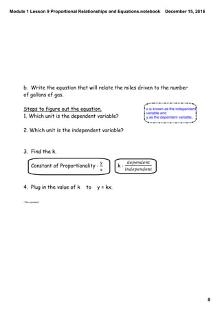 Module 1 lesson 9 proportional relationships and equations | PDF