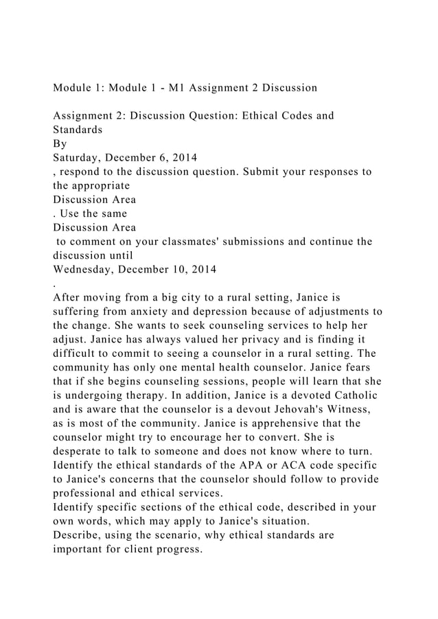 Module 1 Module 1 - M1 Assignment 2 DiscussionAssignment 2 D.docx | Mental Health | Diseases and ...