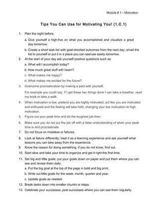 Module 1 motivation | PDF