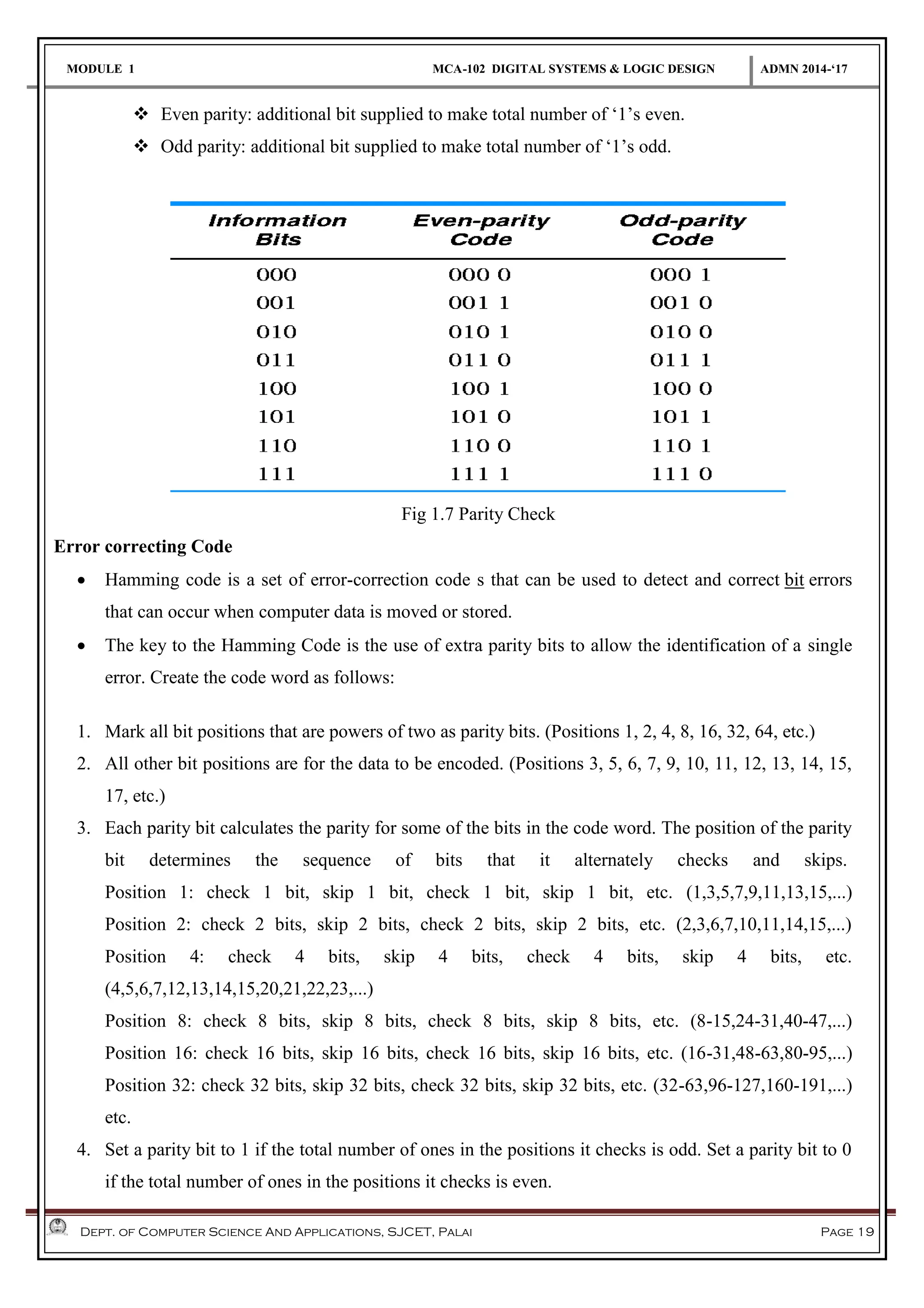 Module 1 number systems and code1 | PDF