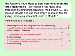 Module 1 online session 1 22.2.16