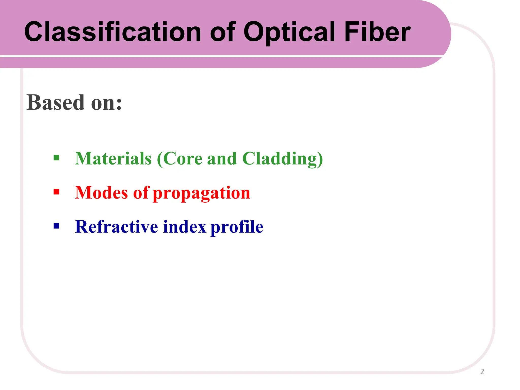 Classification of optical fibers and Modes of Optical Fiber | PPTX