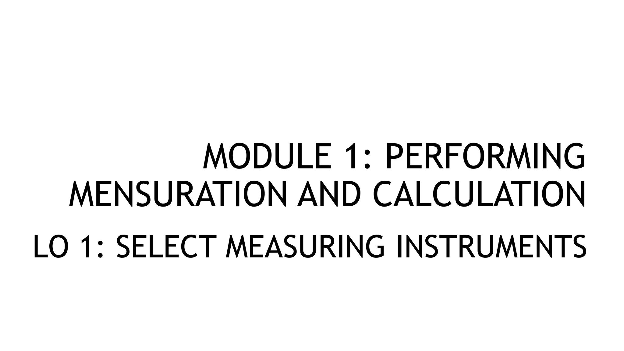 Module 1 performing mensuration and calculation info sheet 2 | PPTX