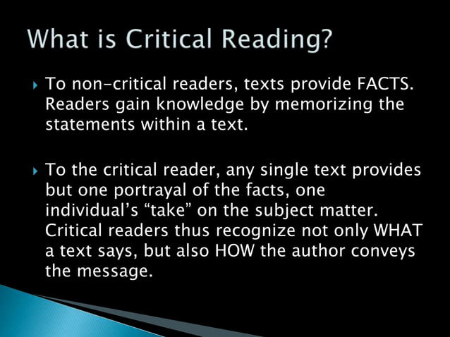 Module 1: What is Critical Reading? NOVINS | PPT