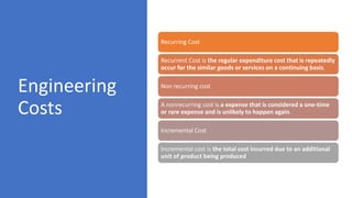 cost estimation for economics for engineering | PPT