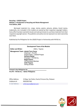 Module 1 recycling | PDF