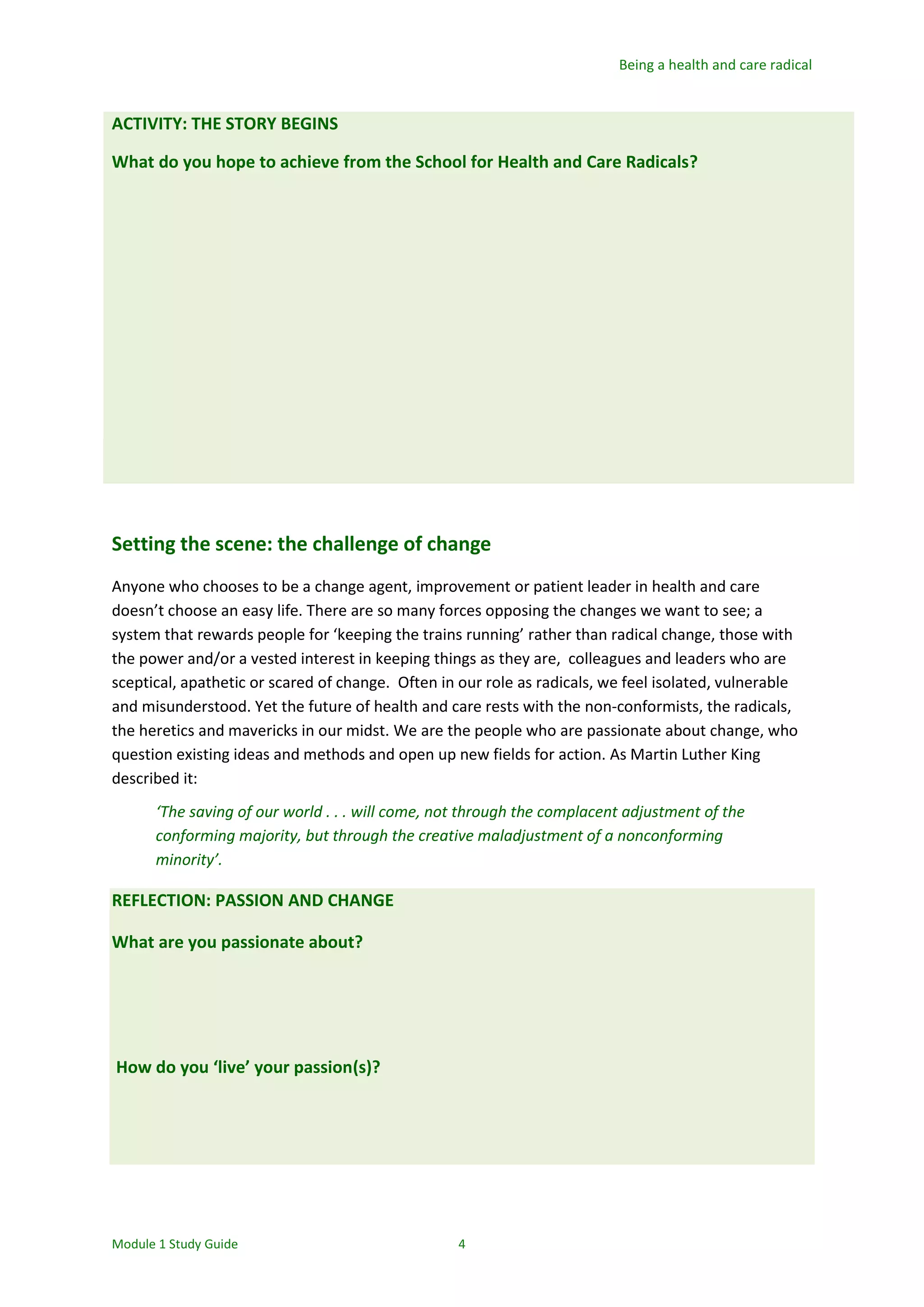 Module 1 study guide - change starts with me | PDF