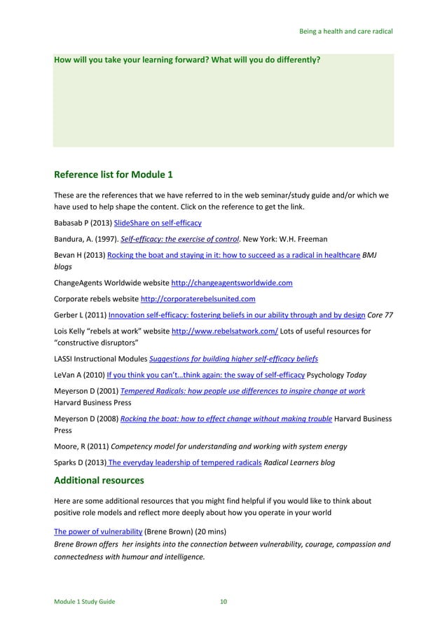 Module 1 study guide - change starts with me | PDF