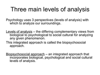Levels Of Analysis Psychology