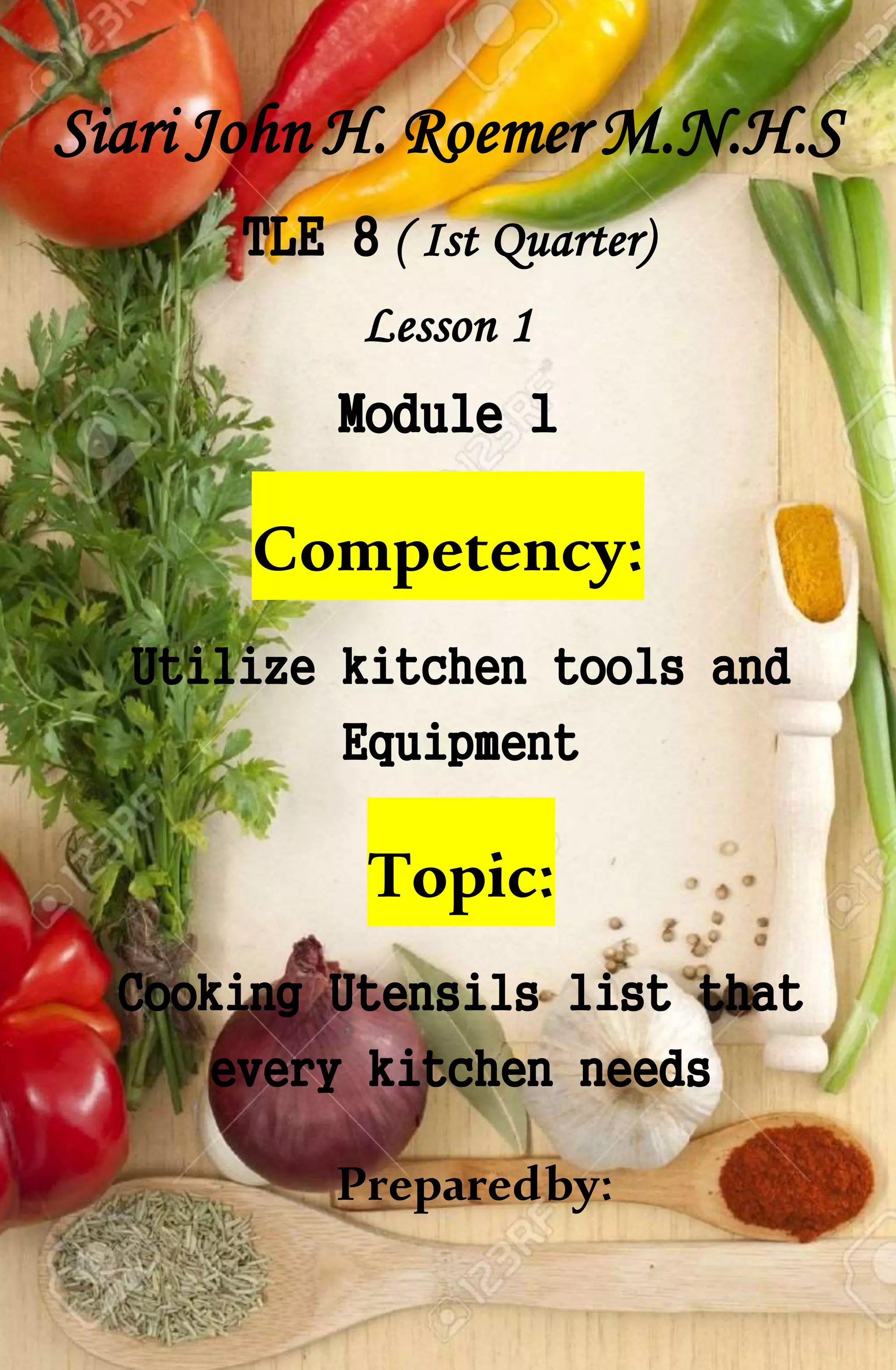 Module 1 TLE 8 commercial cooking for SY2020 | DOC