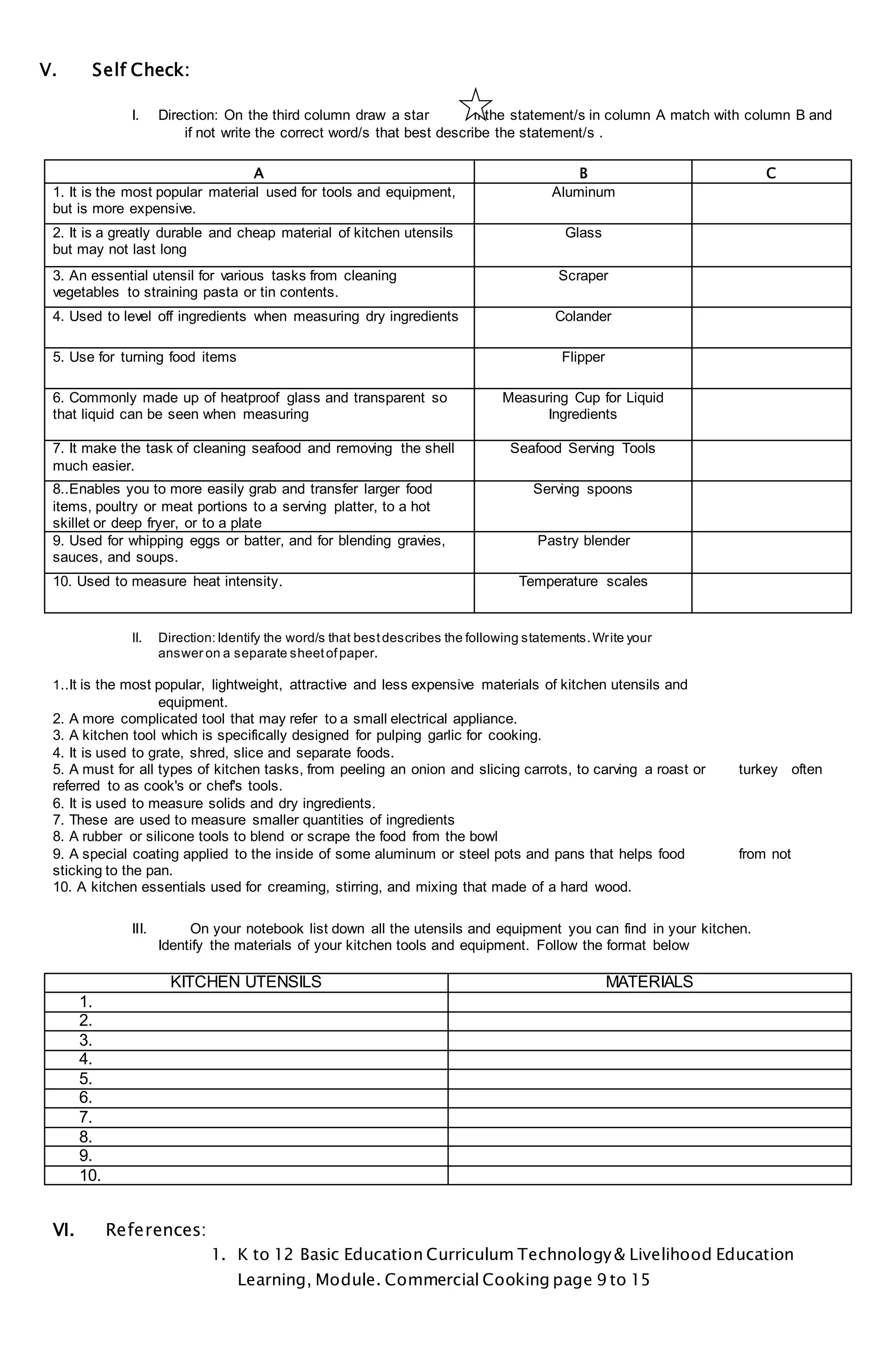 Module 1 TLE 8 commercial cooking for SY2020 | DOC