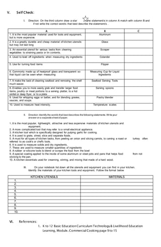 Module 1 TLE 8 commercial cooking for SY2020 | DOC