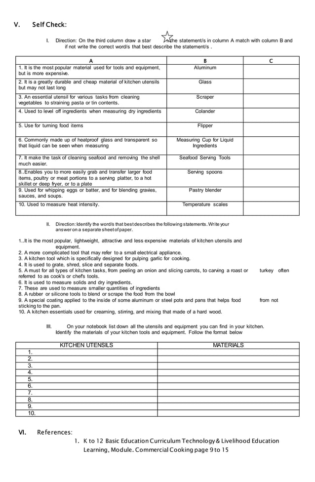 Module 1 TLE 8 commercial cooking for SY2020 | DOC | Cooking | Food & Drink