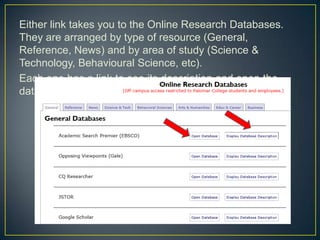 Unit 2: Using the Online Research Databases | PPTX | Search | Internet