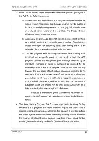 Module 2.2 alternative learning system | PDF