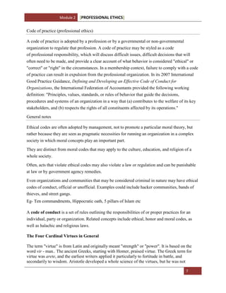 Professional Ethics Module 2 Notes | DOCX