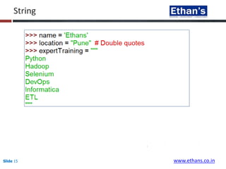 Python Training In Pune Ethans Tech Pune Ppt