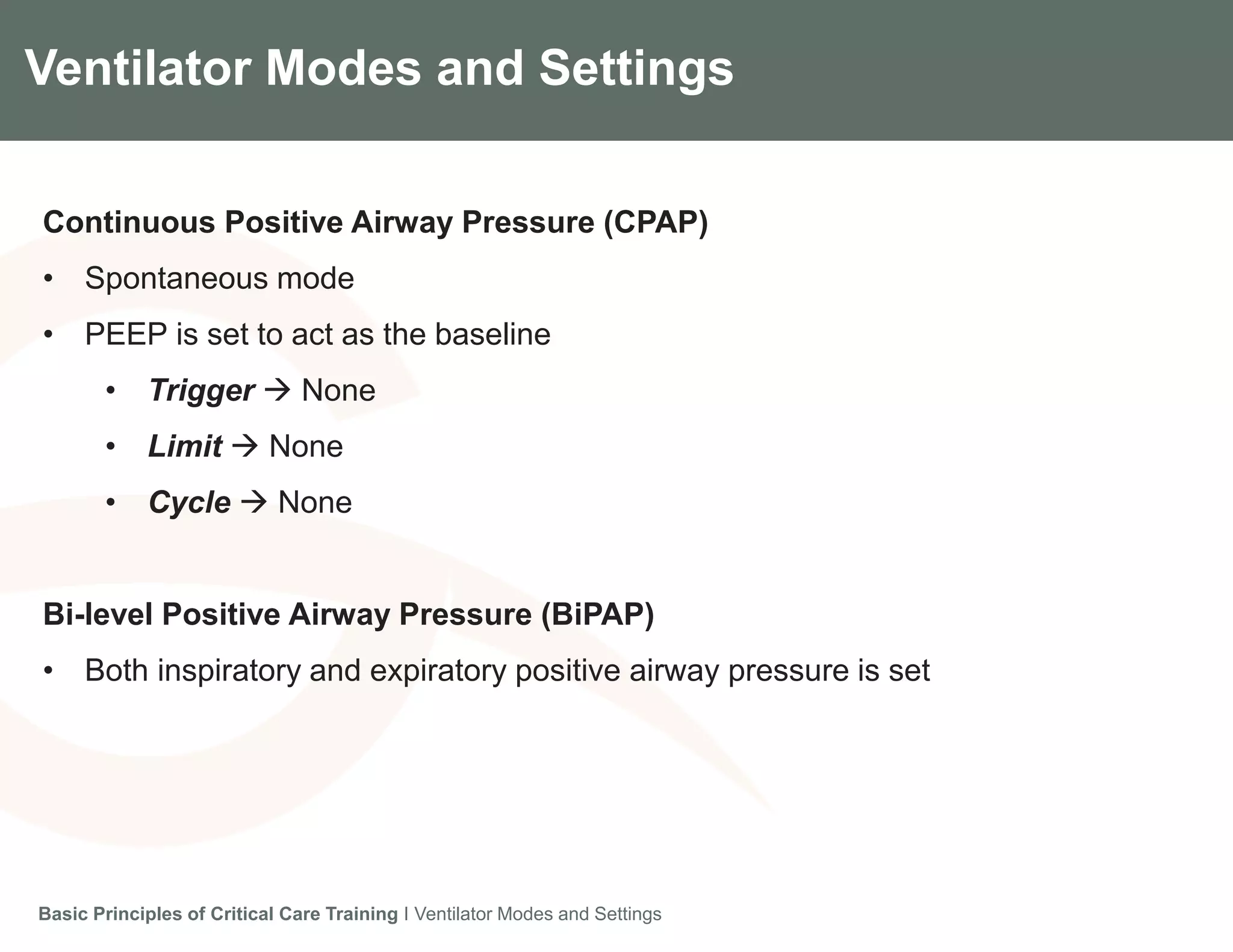 Module 2.7 Ventilation Modes & Settings | PPTX