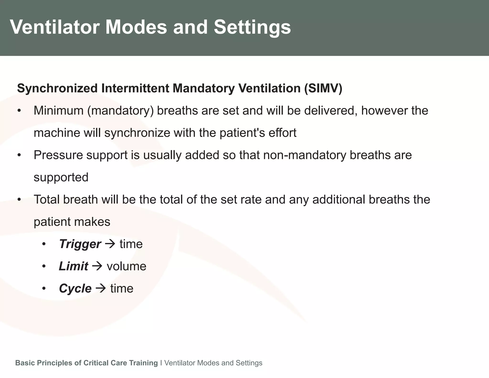 Module 2.7 Ventilation Modes & Settings | PPTX