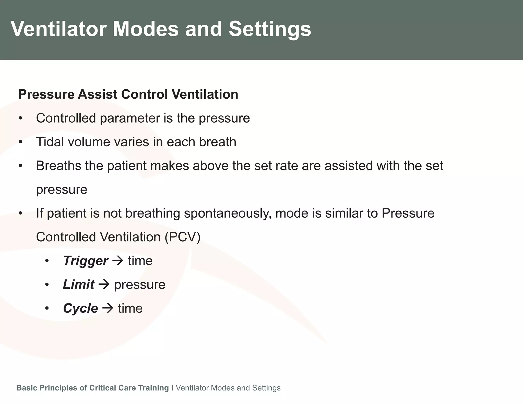 Module 2.7 Ventilation Modes & Settings | PPTX