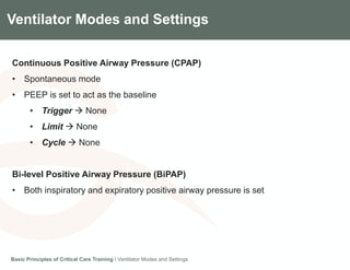 Module 2.7 Ventilation Modes & Settings | PPTX