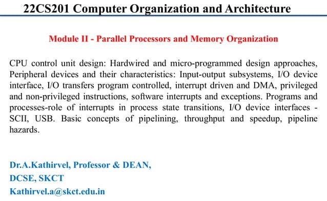 22cs201 COMPUTER ORGANIZATION AND ARCHITECTURE | PDF
