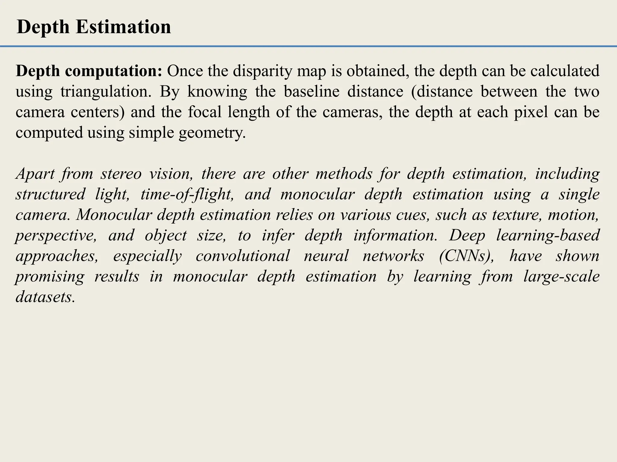 MODULE 2 computer vision part 2 depth estimation | PPTX