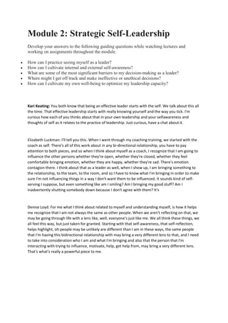 Module 2 strategi self leadership what and do | DOCX | Workshops and ...