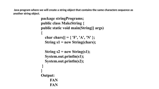 String In Java String Constructors And Operations Ppt 