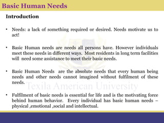Module 2.1 Basic Human Needs- concept of Health | PPTX