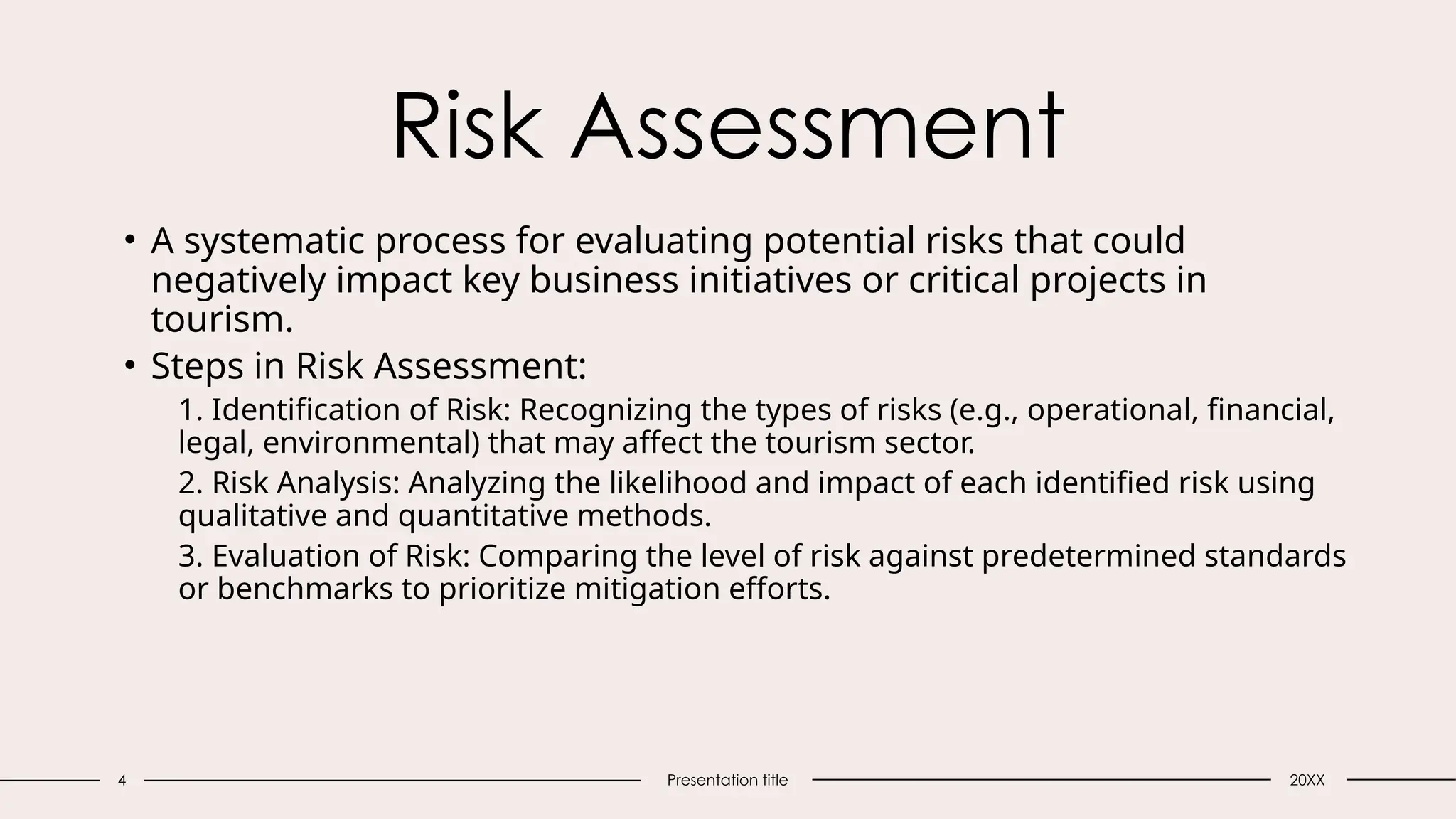 Risk Analysis in the Tourism and Hospitality Industry | PPTX