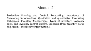 RA_MOdule 2 Operations Management 1 Credit course | PPT