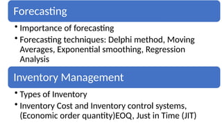 RA_MOdule 2 Operations Management 1 Credit course | PPT