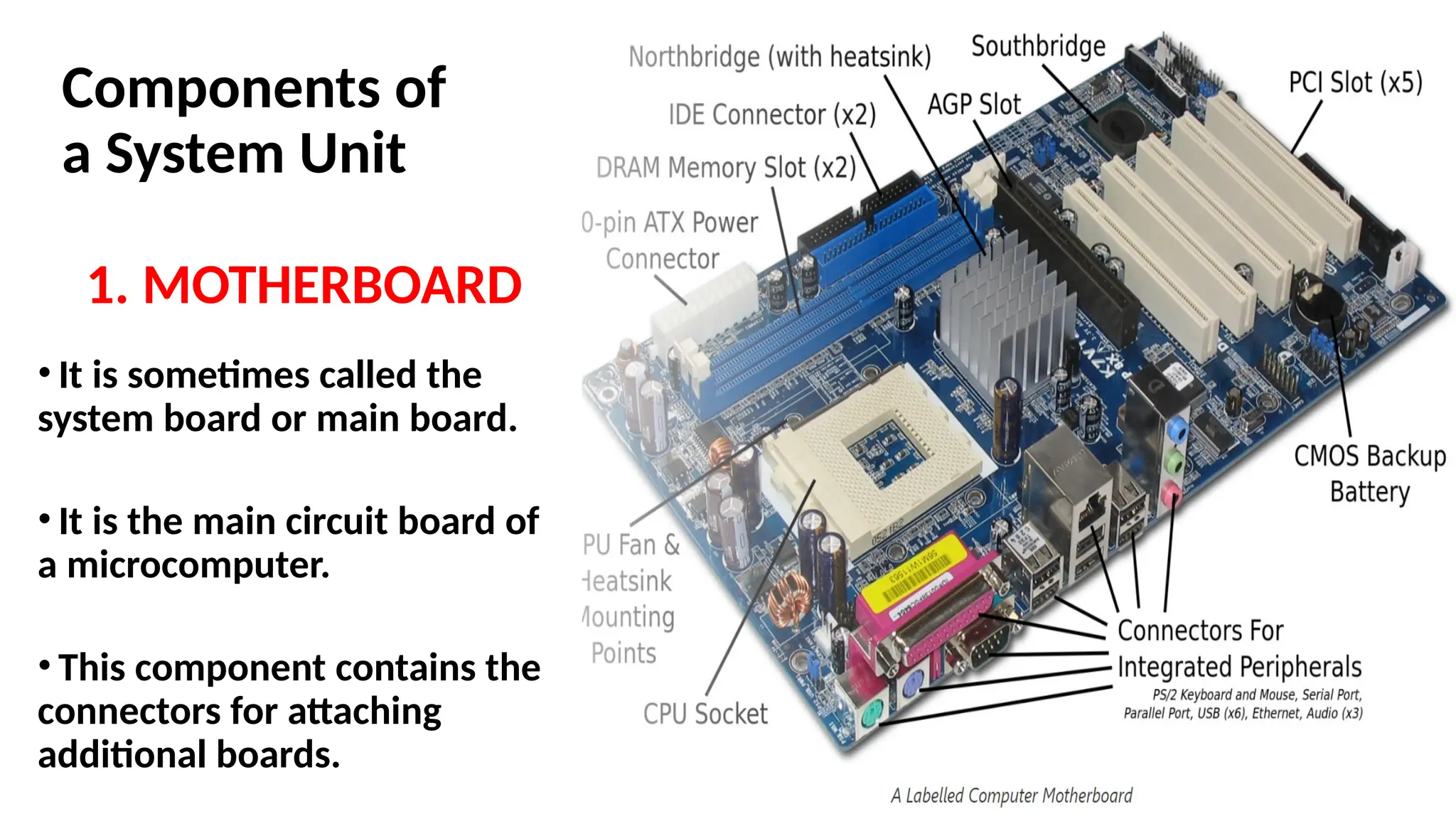 Parts of the motherboard and types of computers | PPTX