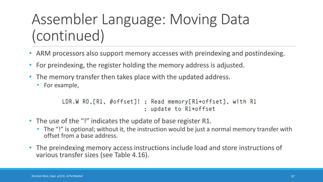 Embedded Systems (18EC62) - ARM Cortex-M3 Instruction Set and ...