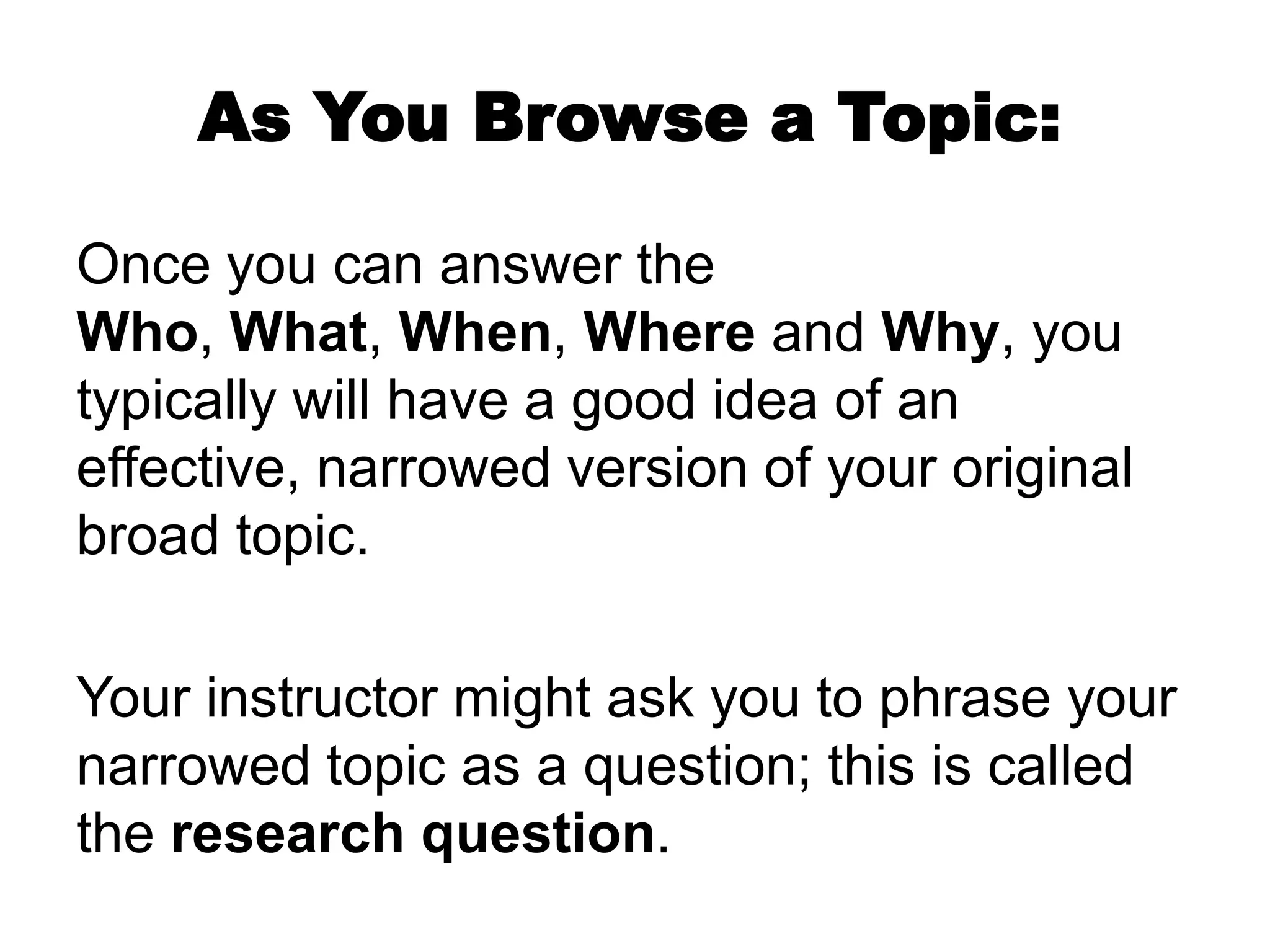 Choosing a Research Topic | PPTX