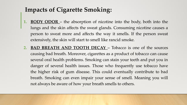 Module 2 - Cigarette Smoking’s Harmful Effects on Health.pptx | Illegal Drugs, Tobacco ...