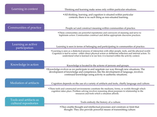 Situated Cognition, the Immersive Learning Environment & Backwards Design | PPTX | Education