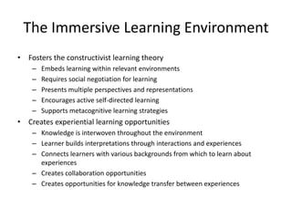 Situated Cognition, the Immersive Learning Environment & Backwards Design | PPTX | Education