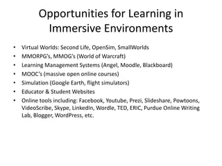 Situated Cognition, the Immersive Learning Environment & Backwards Design | PPTX | Education