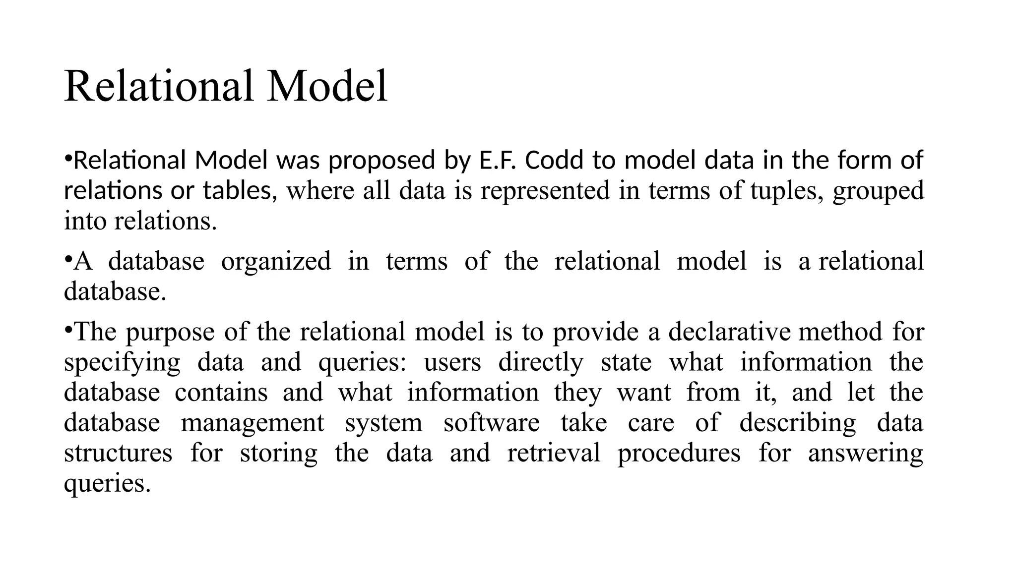 DBMS - Relational Model, Relational Table | PPT