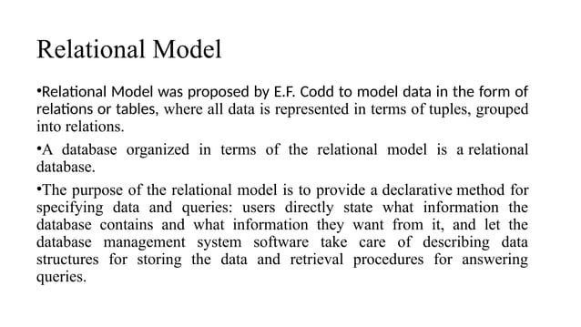 DBMS - Relational Model, Relational Table | PPT DBMS - Relational Model, Relational Table | PPT