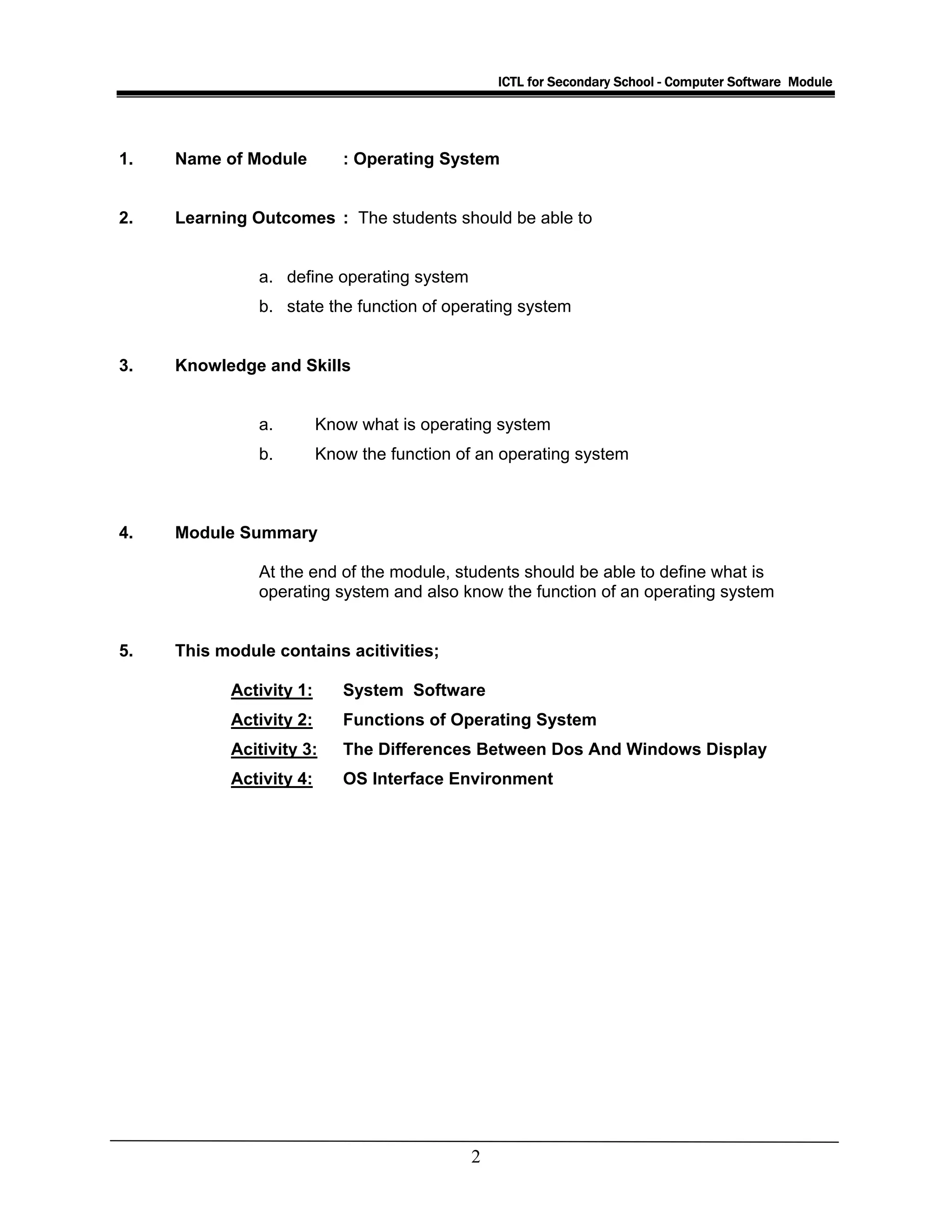 Module2 introduction to os | PDF