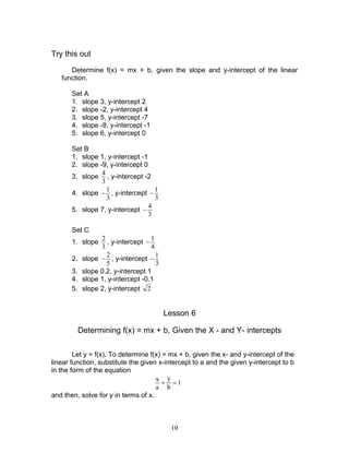 Module 2 linear functions | PDF