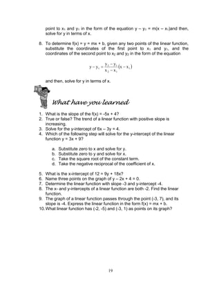 Module 2 linear functions | PDF